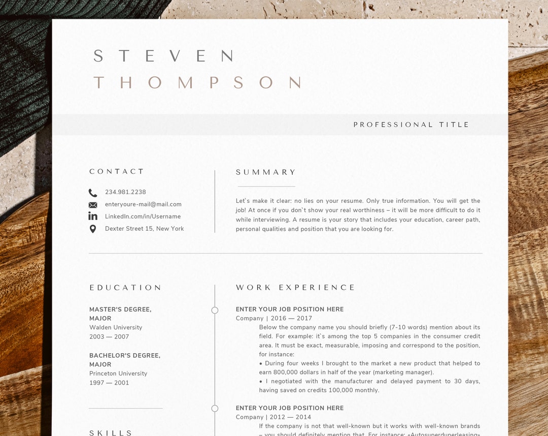 Modern Resume Templates Simple Resume Template 2023 Template - Etsy