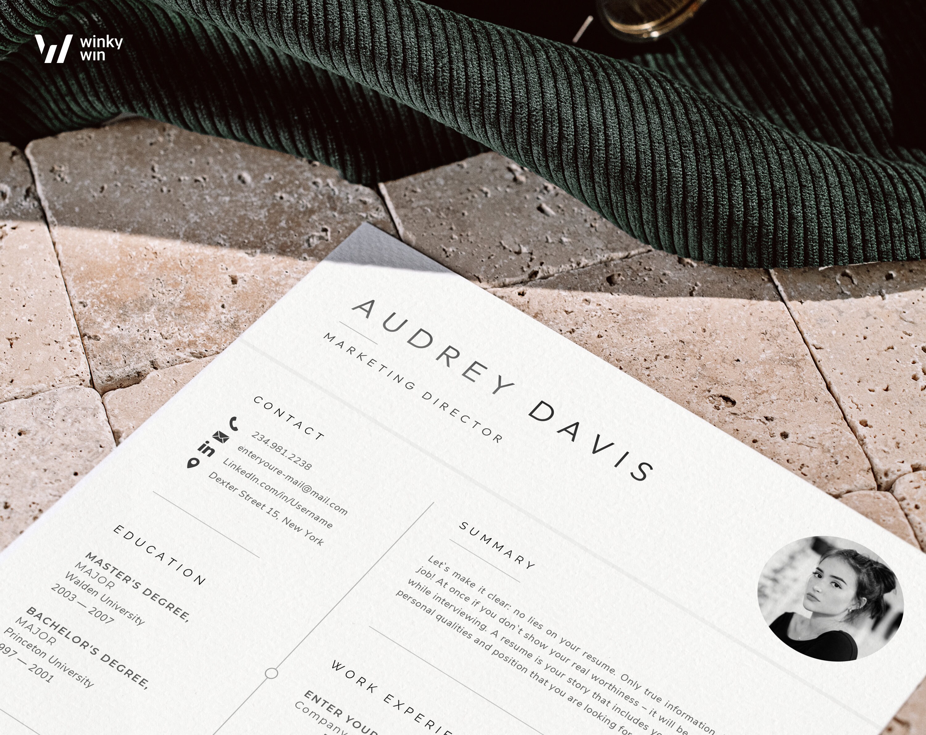 Minimalist Cv Template With Photo, Headshot Resume Template With ...