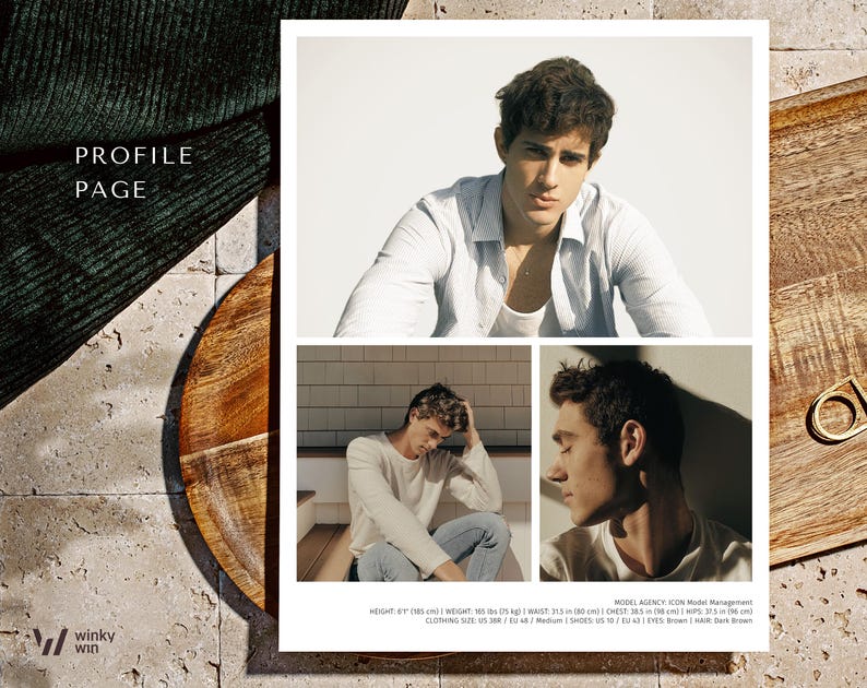 Male Model Comp Card Template: Professional Fashion Portfolio (canva ...