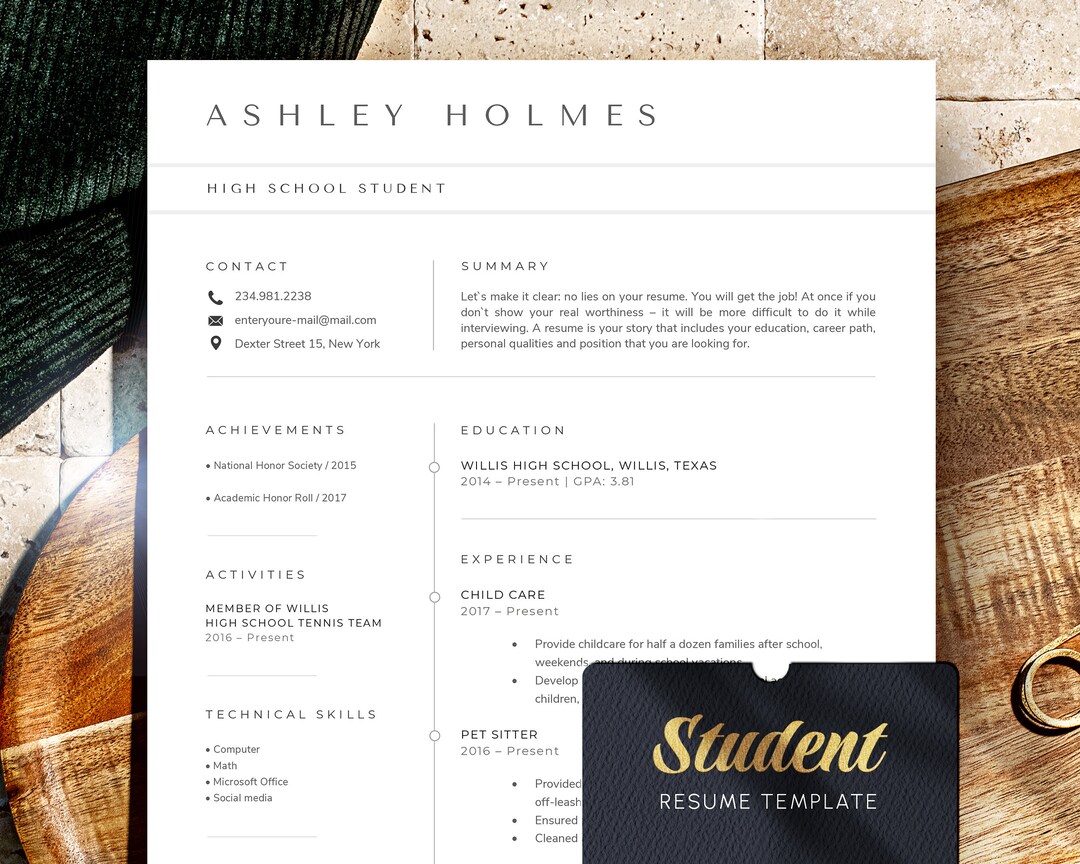 Collage Resume Template Student, High School Student Resume With No ...