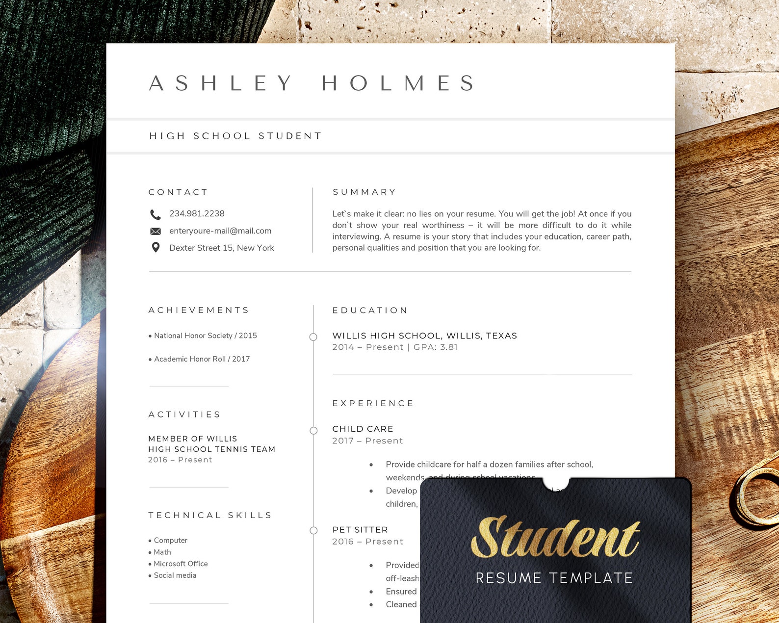 Collage Resume Template Student, High School Student Resume With No ...