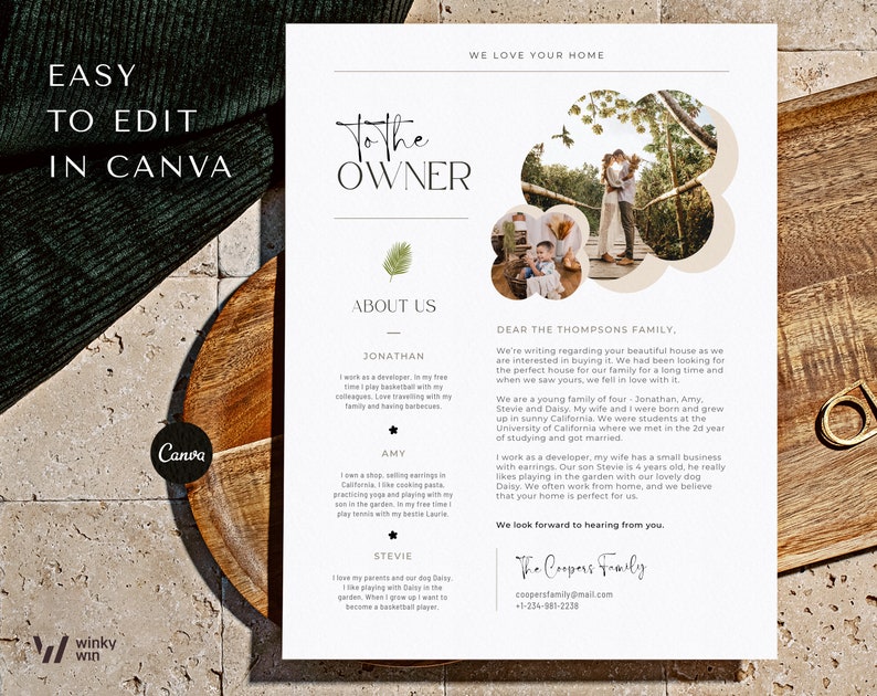 House Offer Letter Template Canva, Letter to Seller of Home From Buyer ...