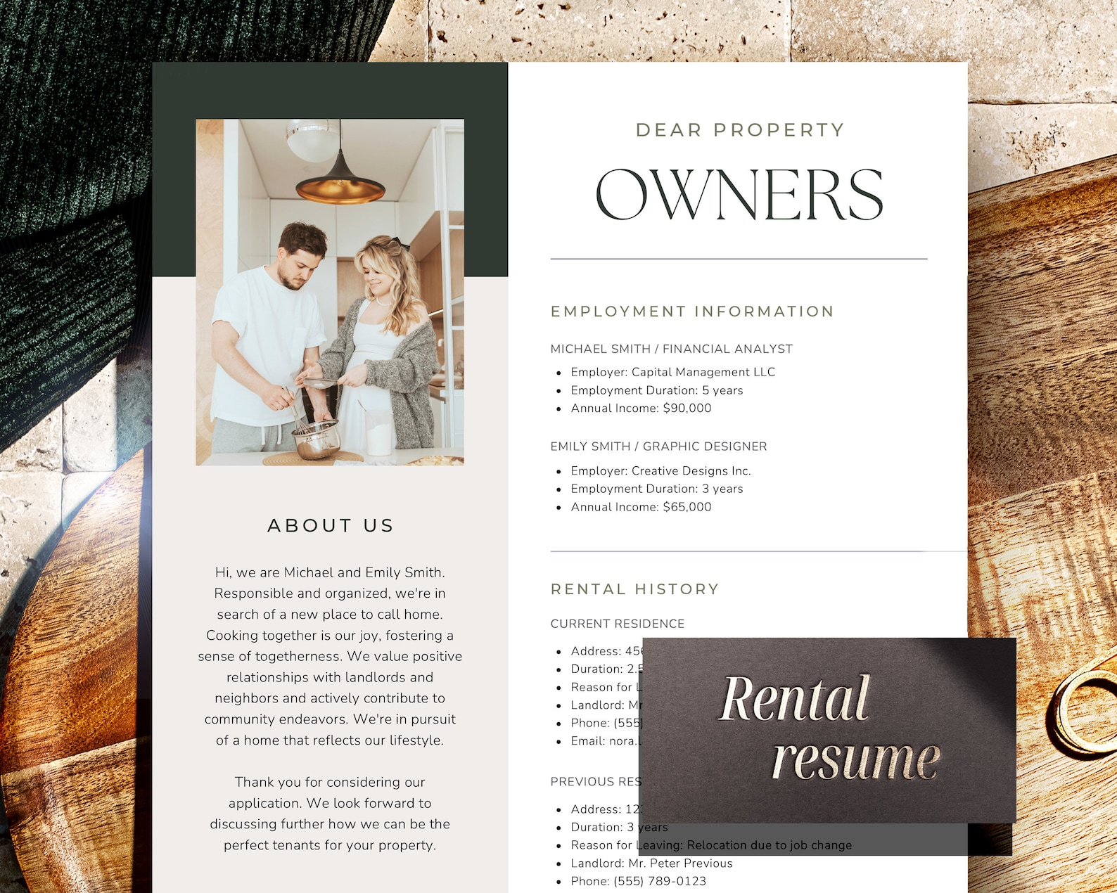 Tenant Resume Template - Rental Application CV, Creative Rental Cover ...