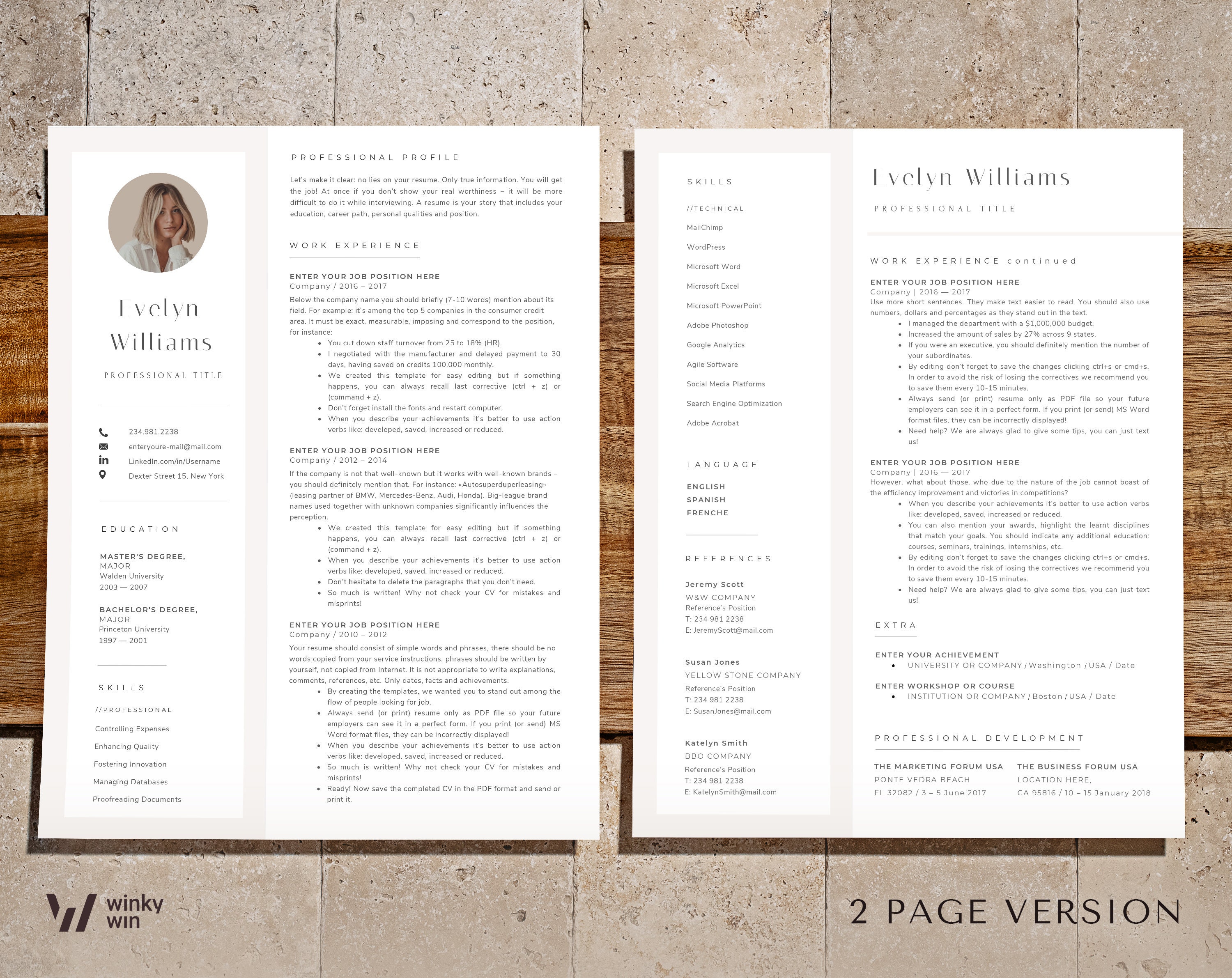 Template Cv Resume Template Professional Resume Maker, Pink Resume Layout, Editable Resume DIY ...