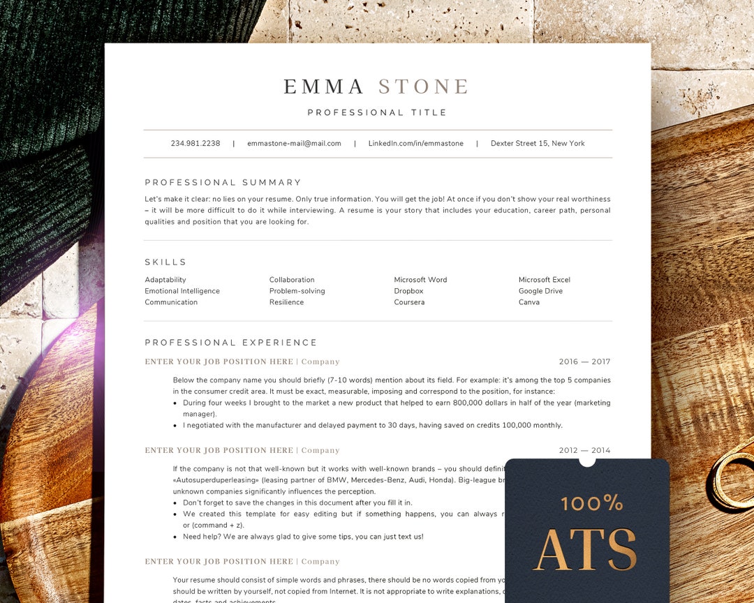 ATS Friendly Resume Template ats, Executive Resume Template Google Docs ...