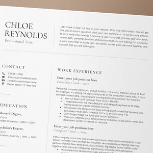 Cv Template Mac Pages and MS Word, Compact Resume Layout, 1 Page Resume ...