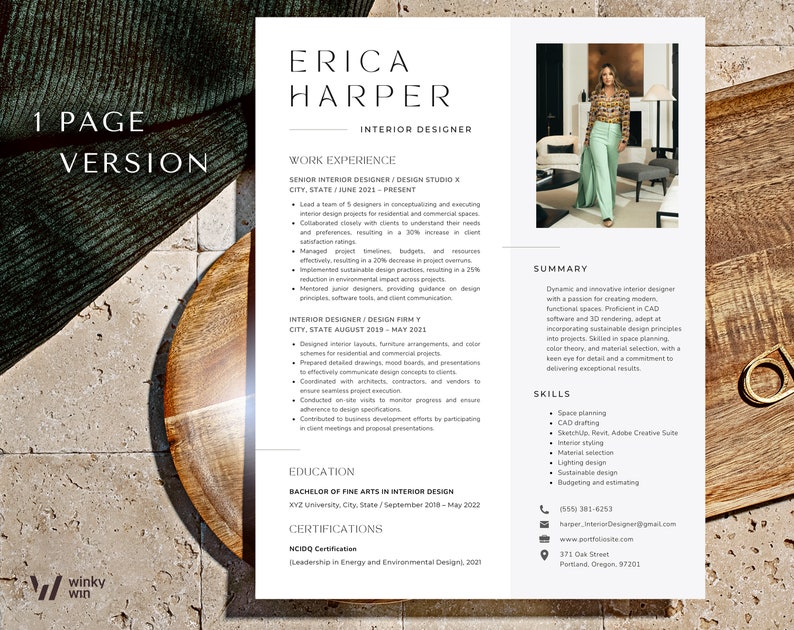 Interior Designer Resume Template, Interior Decorator Resume Cv ...
