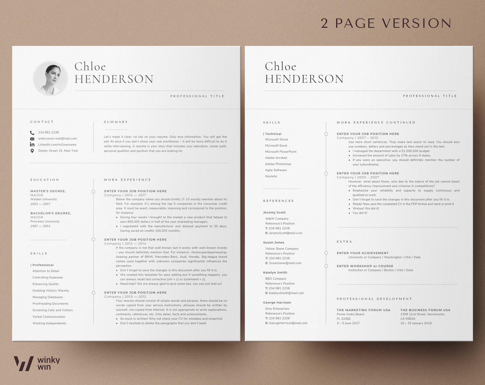 Professional Resume + Best Fonts for Resume 2025, Cv Template Word ...