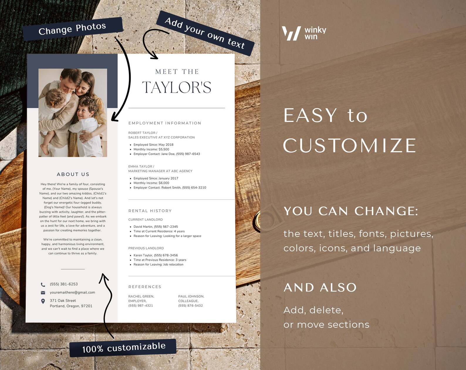 Standout Rental Resume Template, Renter Cv Template, Rental Application ...