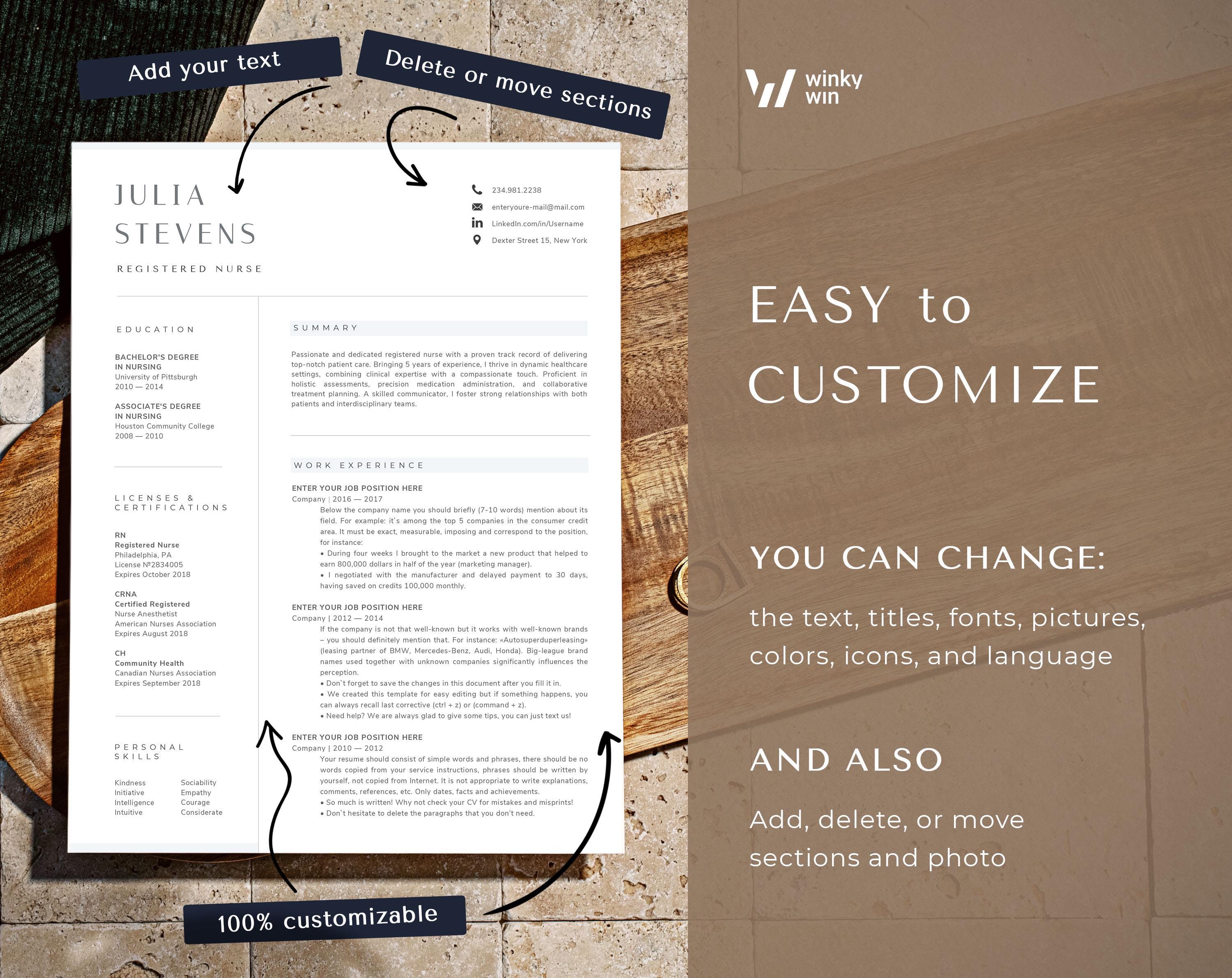 Nursing Portfolio Template, Nurse Portfolio for Word + Mac Pages, Cover ...