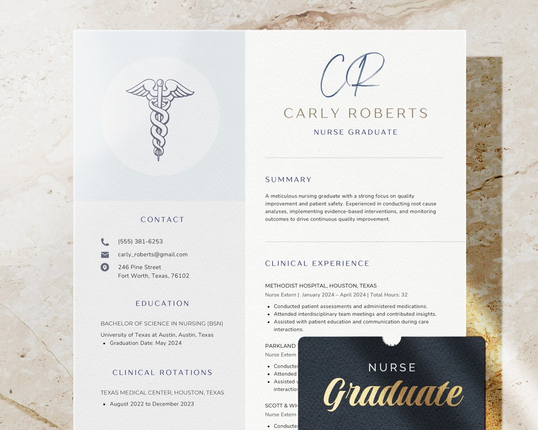 New Grad Nurse Resume Template, Student Nurse Resume Template, Nurse ...