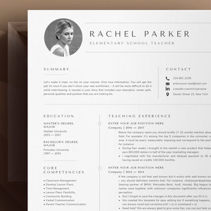 Teacher Resume Template With Photo, Word & Pages, Editable Teacher ...