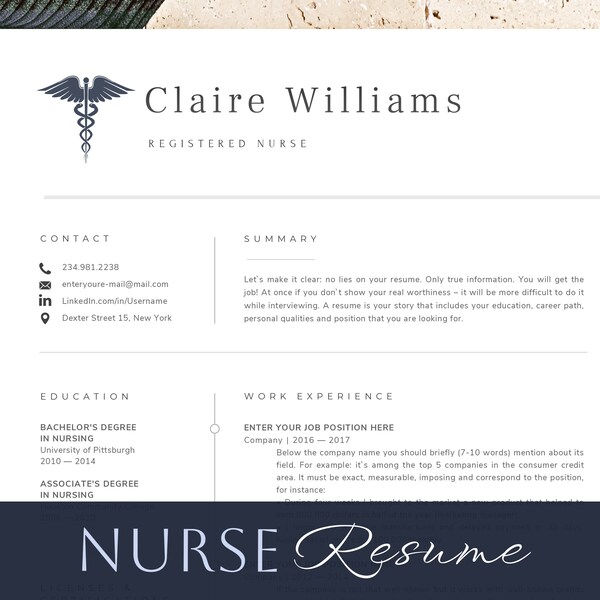 Nurse Medical Resume - Etsy