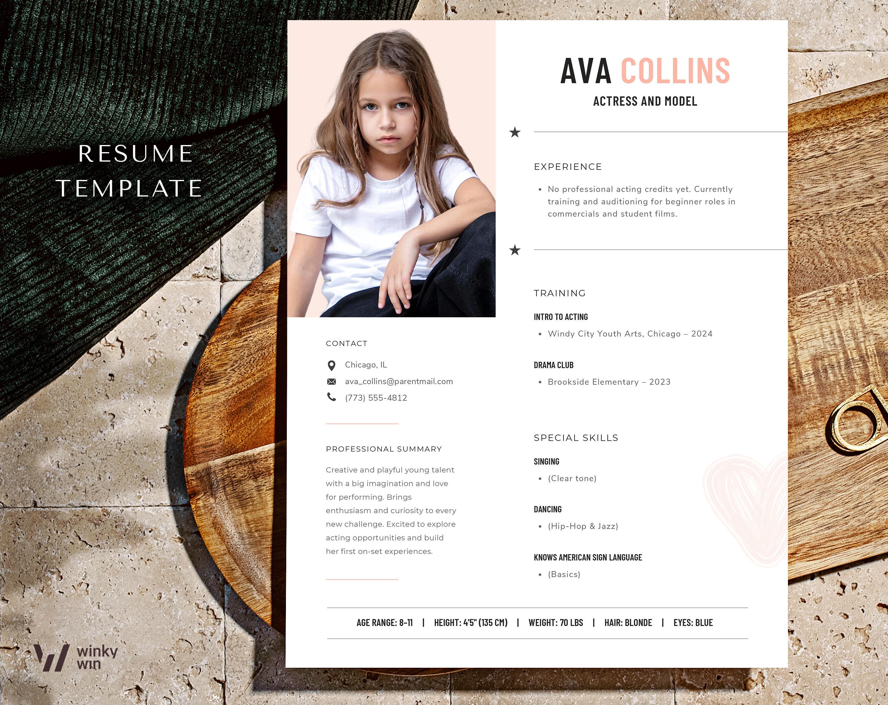 Child Actor Resume No Experience, Beginner Child Acting Resume Template ...