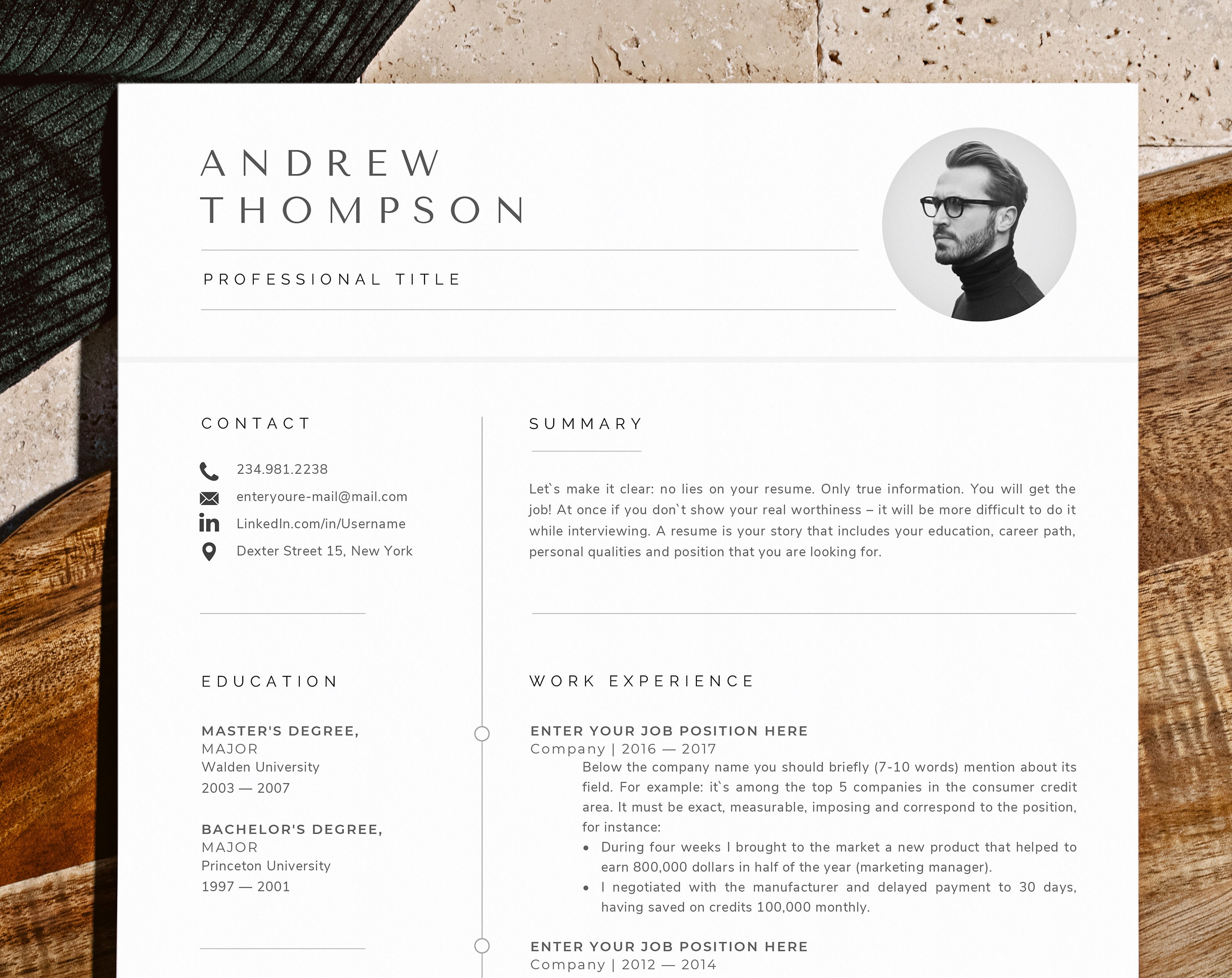 CV Template Minimalist CV Minimalist Resume Template Easy Resume 