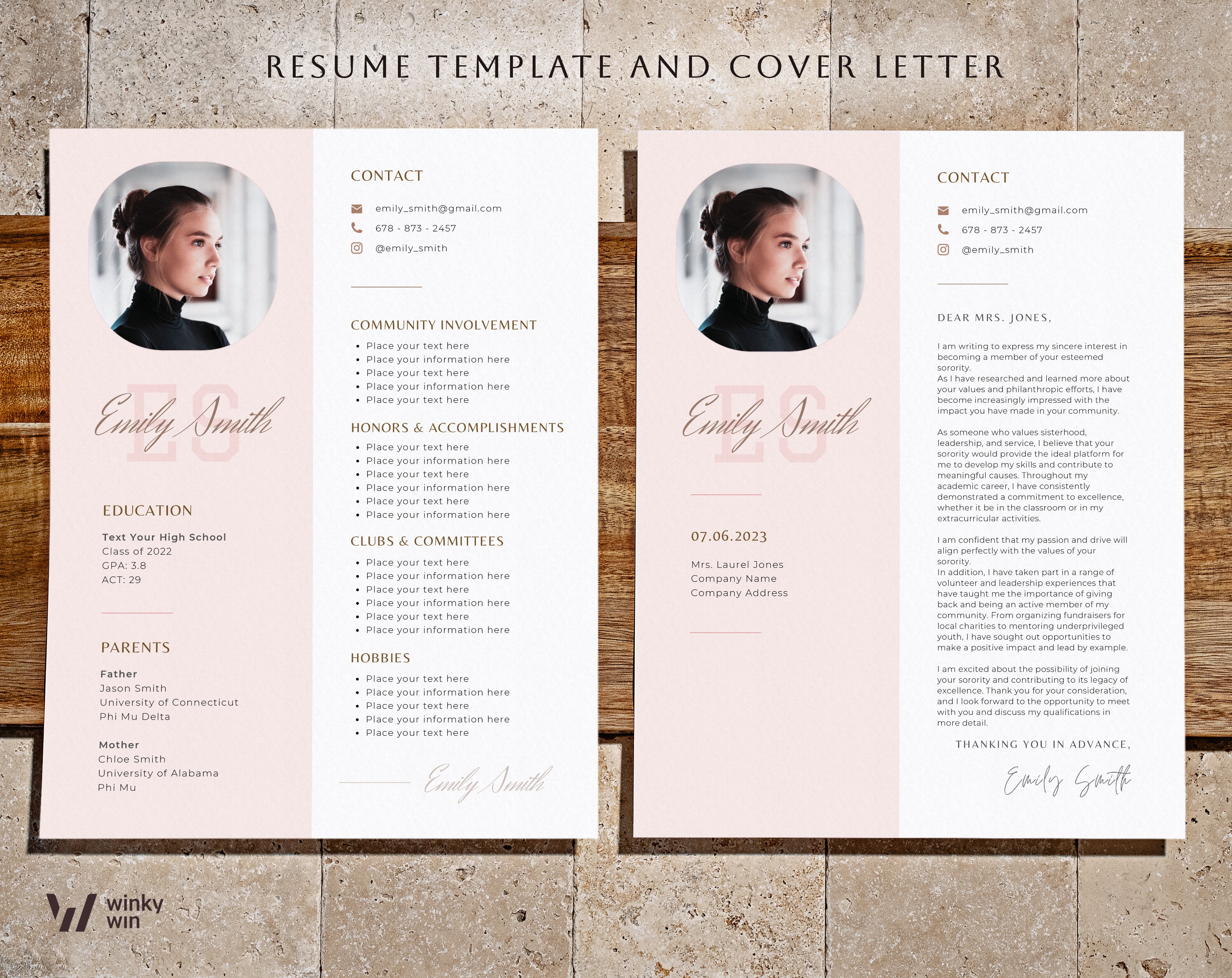 Sorority Resume Example, Rush Resume Template With Photo Canva, Free ...