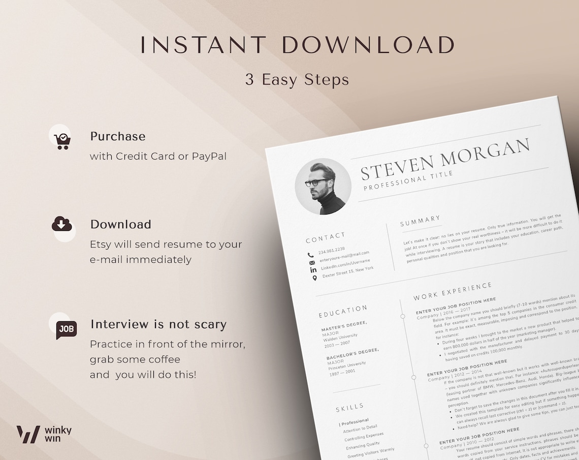 Chief Executive Officer Resume Template Cv Template in Word - Etsy