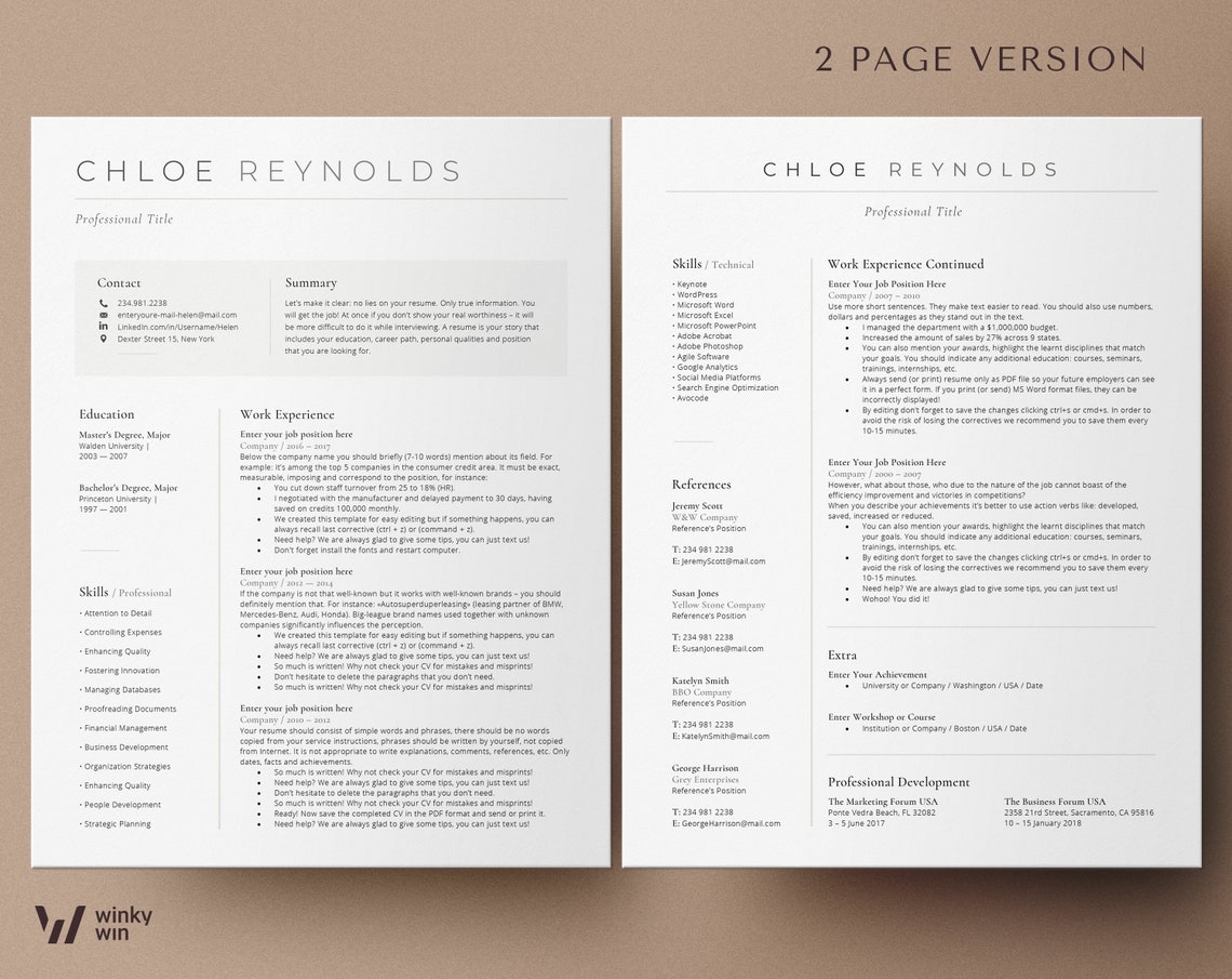 Modern Resume Template Apple Pages MS Word Cv Template With - Etsy