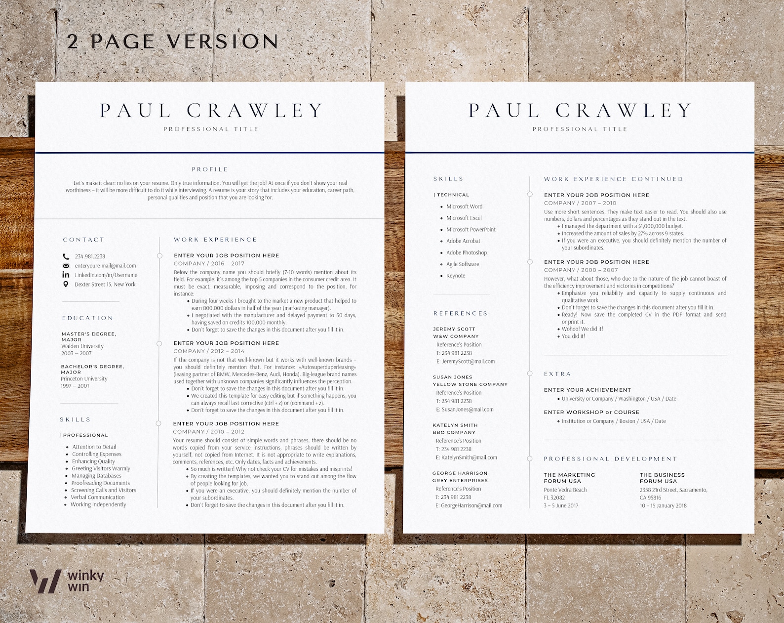 Executive Resume Template Word, Executive Cv Template for Executive ...