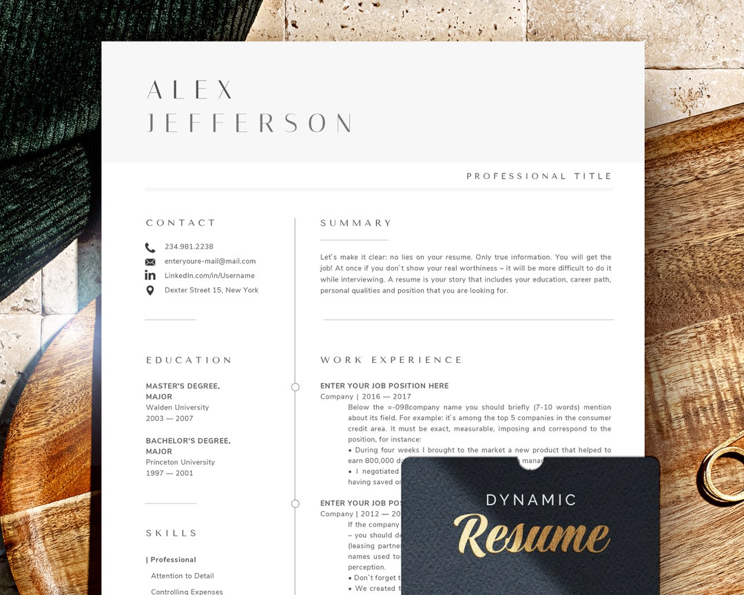 Clean Editable Resume Template, Cv Template Word + Mac Pages Resume ...