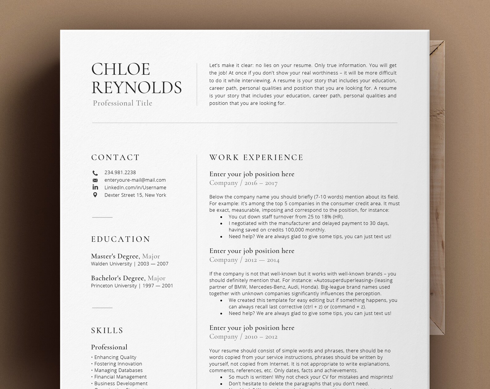 Cv Template Mac Pages and MS Word Compact Resume Layout 1 | Etsy