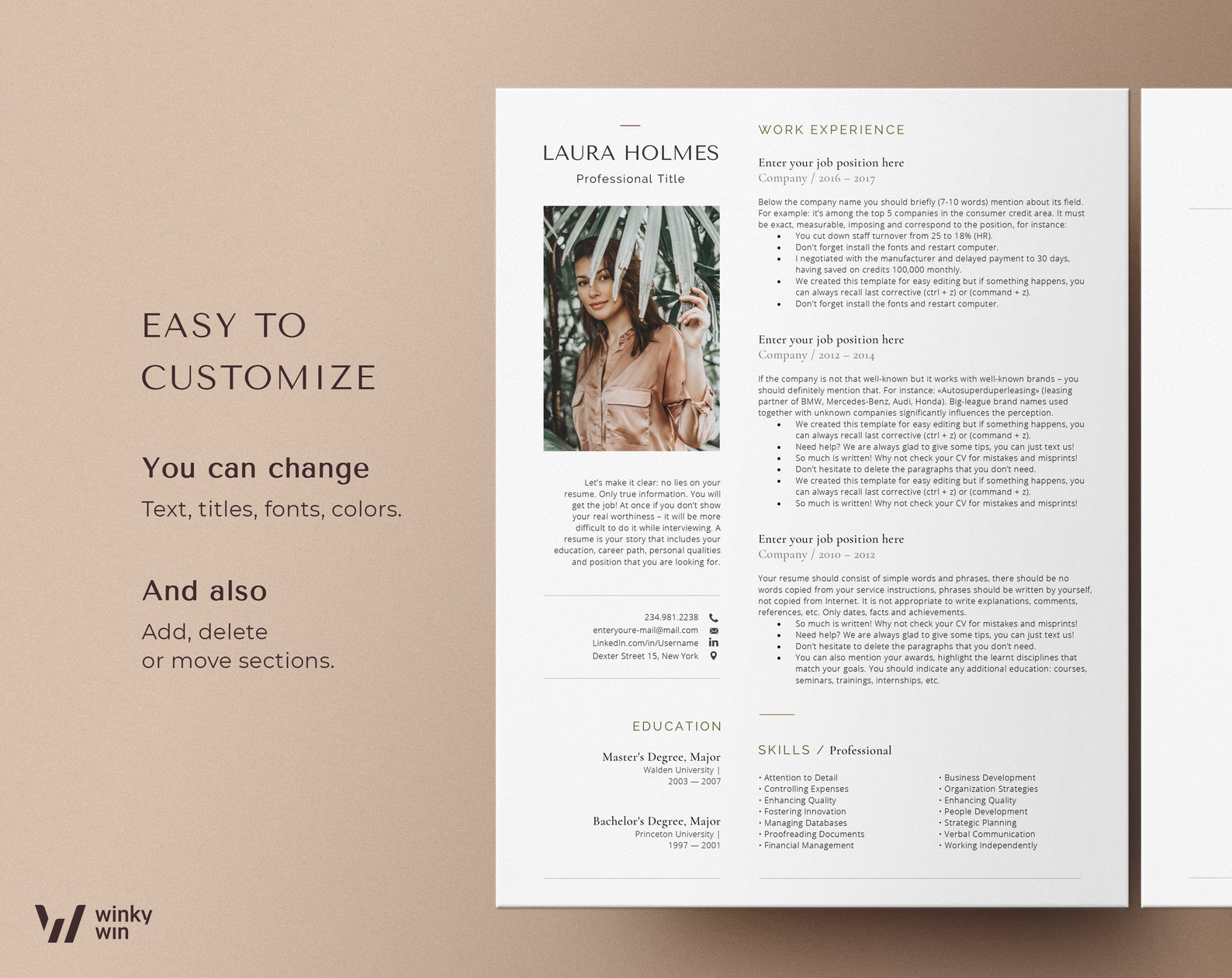 Creative Resume Template With Photo, Cv Template, Modern Resumes for ...