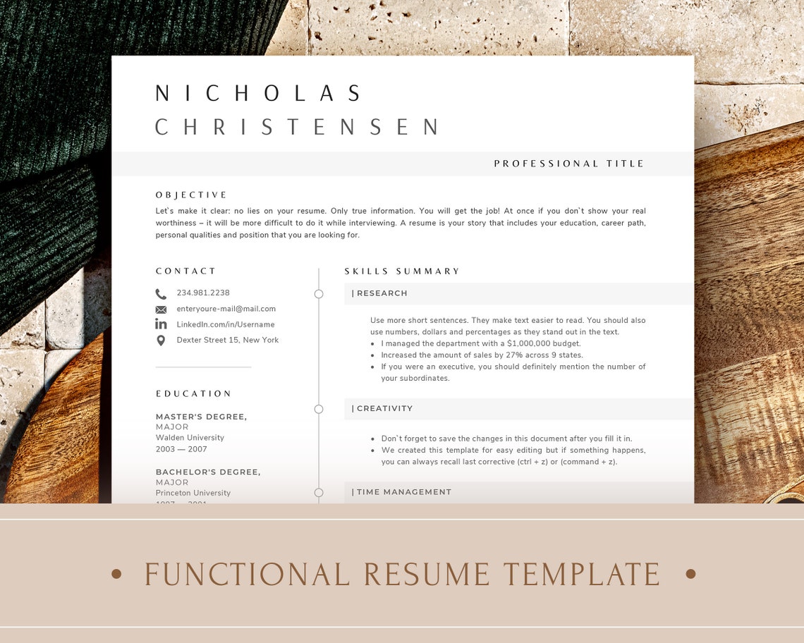 Functional Resume Template Skills Based Resume Cv Template Word Functional Resume Template Skills Based Resume Cv Template Word