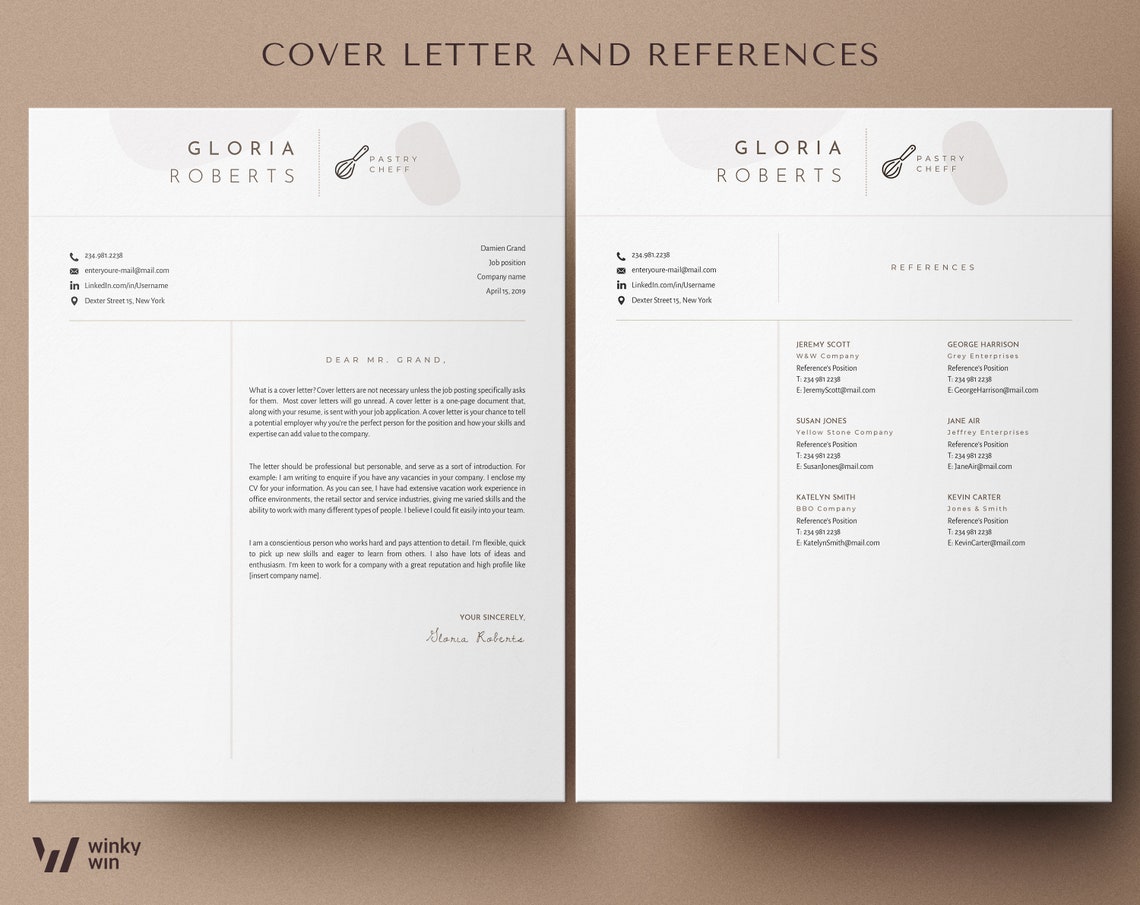 Pastry Chef Resume Template Word Baking Pastry Resume - Etsy