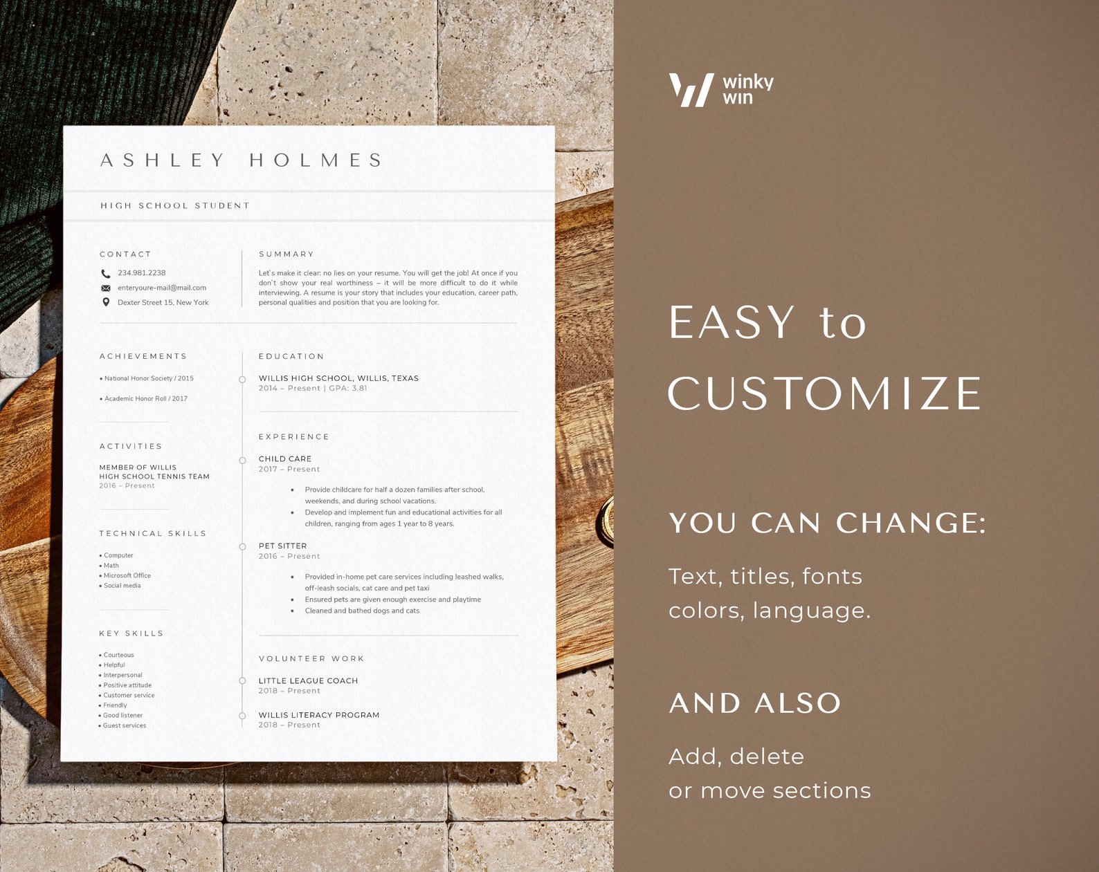 Collage Resume Template Student, High School Student Resume With No ...