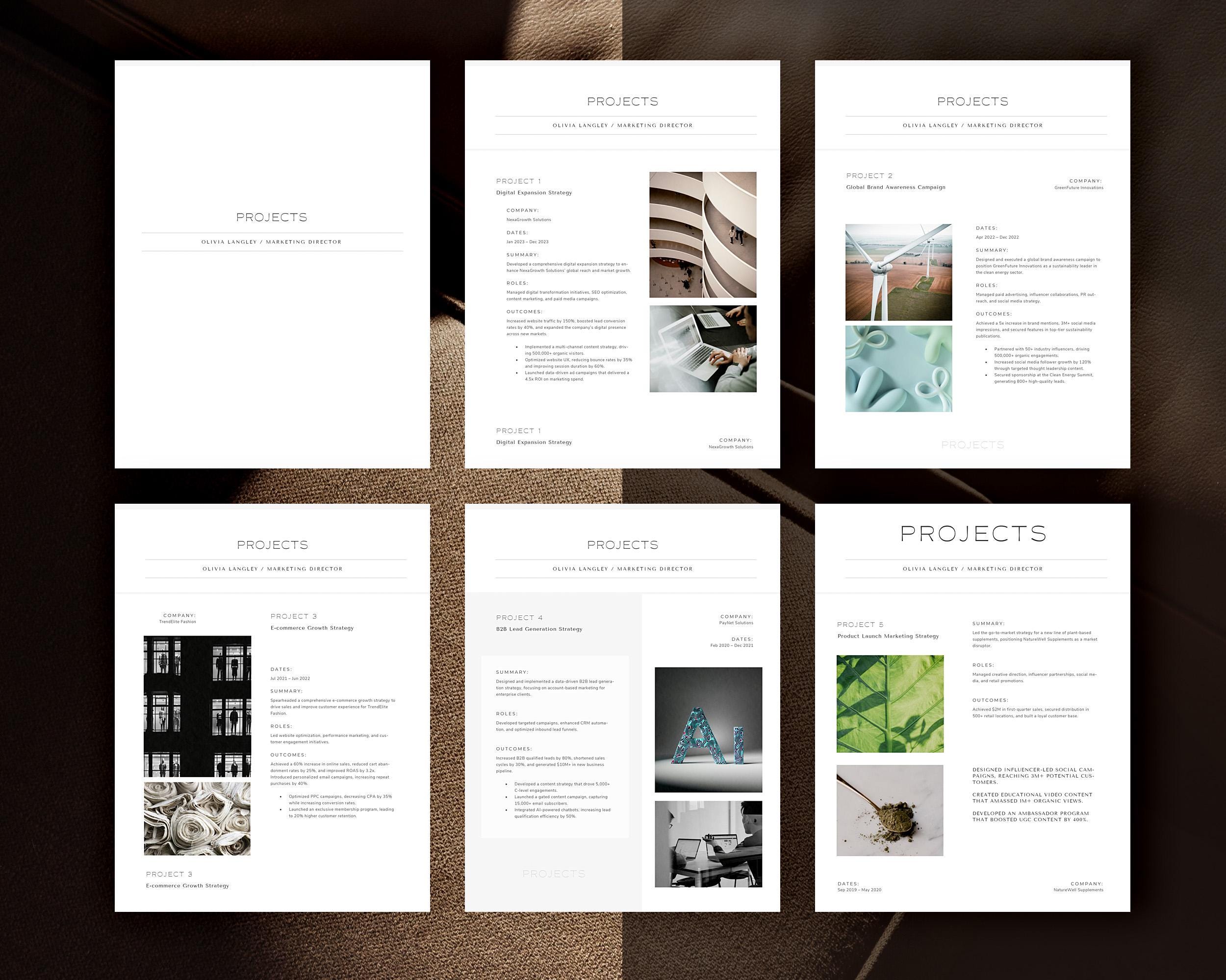 Modern Portfolio Template, Professional Portfolio Layout, Marketing ...