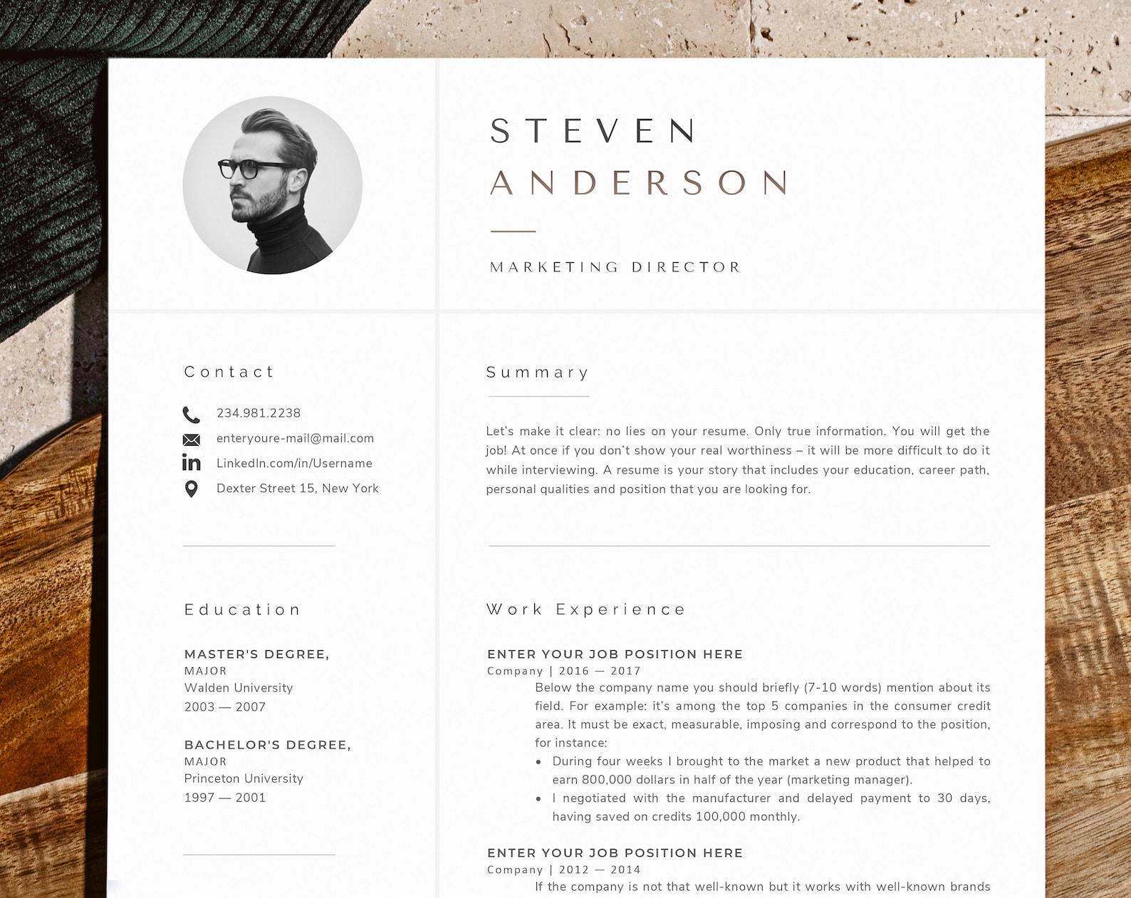 Conservative Resume With Image, Strong Resume for Men, Cv Template With ...