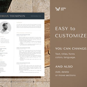 Men's Resume Template male Cv Template, Minimalist Curriculum Vitae ...