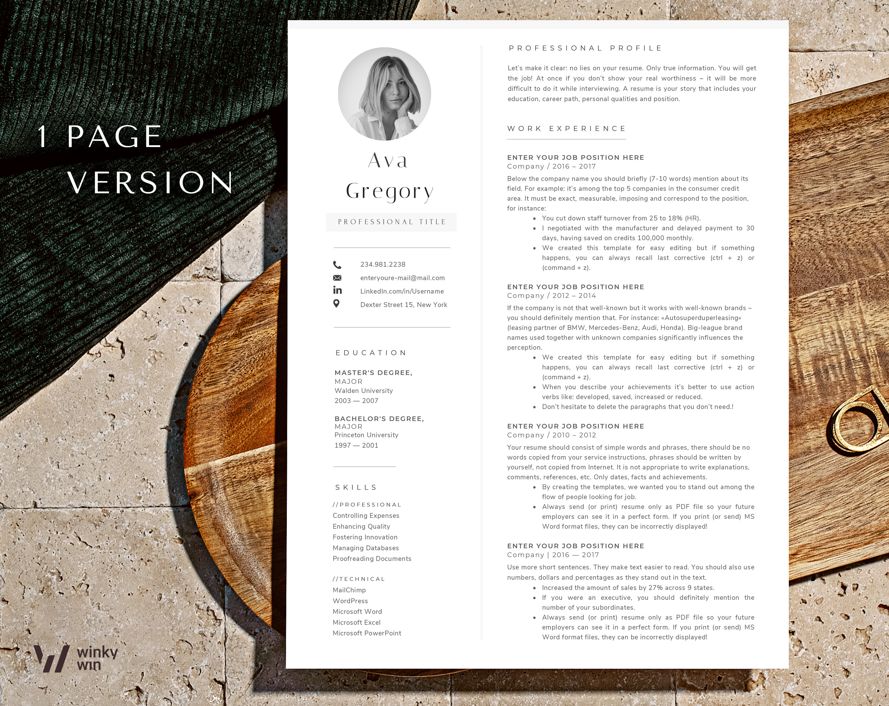 Modern Black and White Resume Template Photo, Clean Resume Cv Template ...