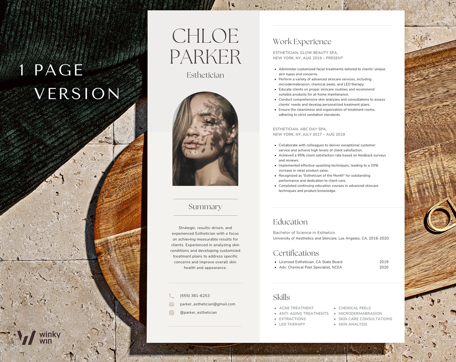 Aesthetician Cv Template, Esthetician Resume Template Canva, Cv ...