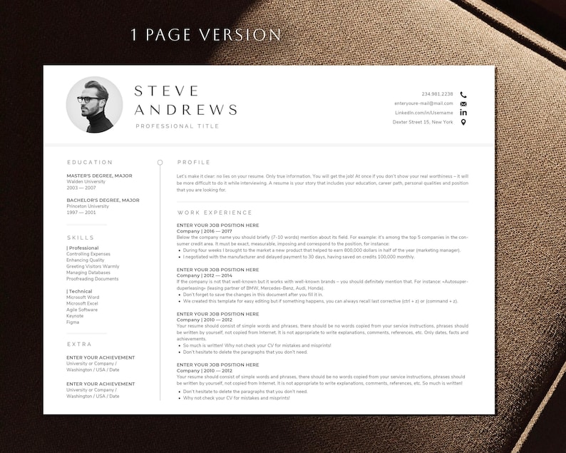 Horizontal Resume Format Word, Professional Landscape Resume Design ...