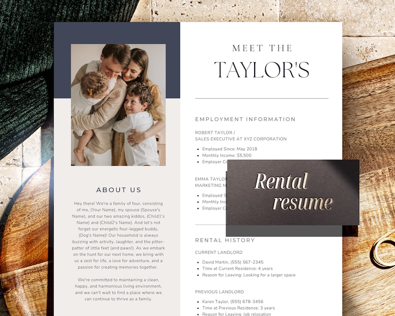 Standout Rental Resume Template, Renter Cv Template, Rental Application ...