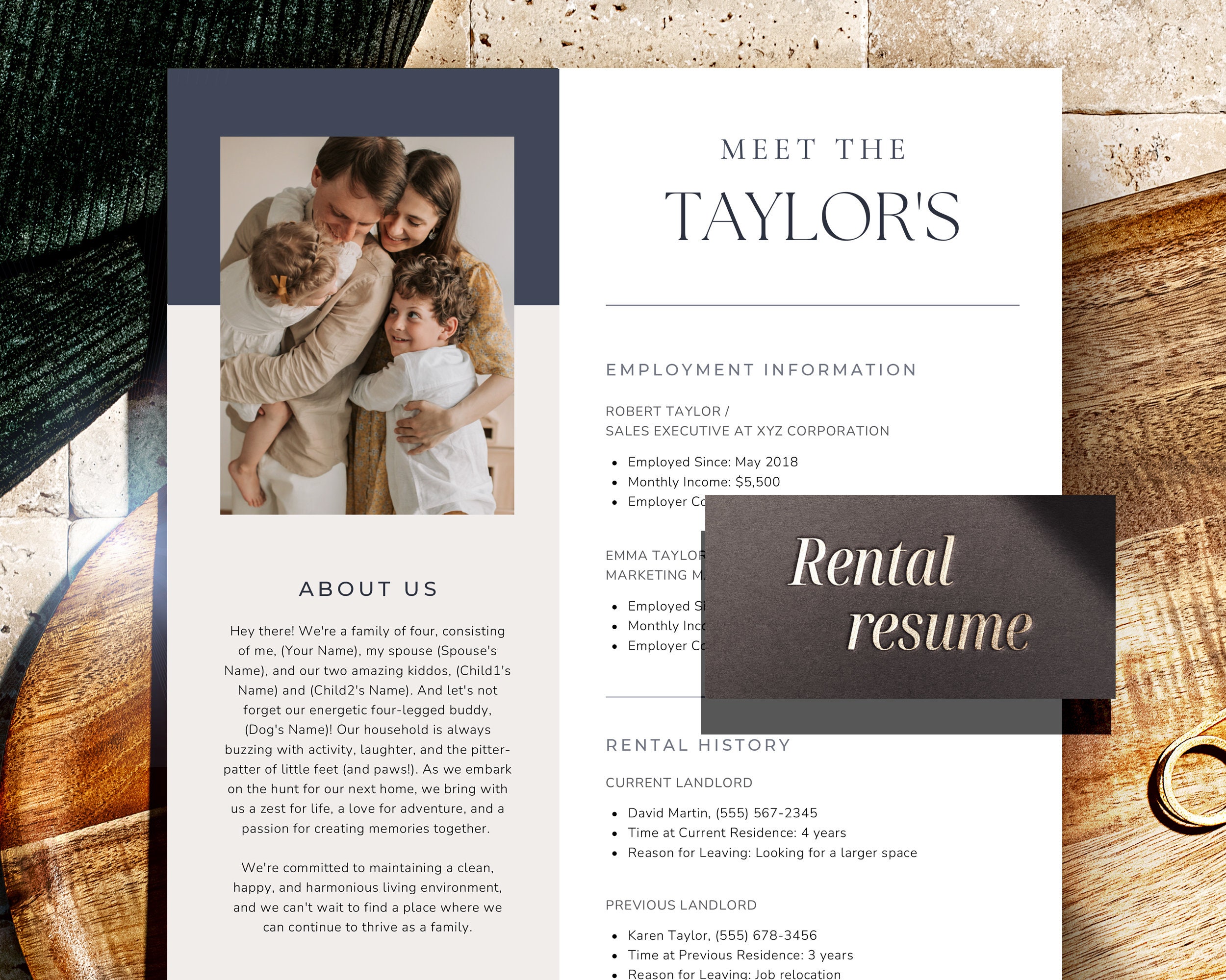 Standout Rental Resume Template, Renter Cv Template, Rental Application ...