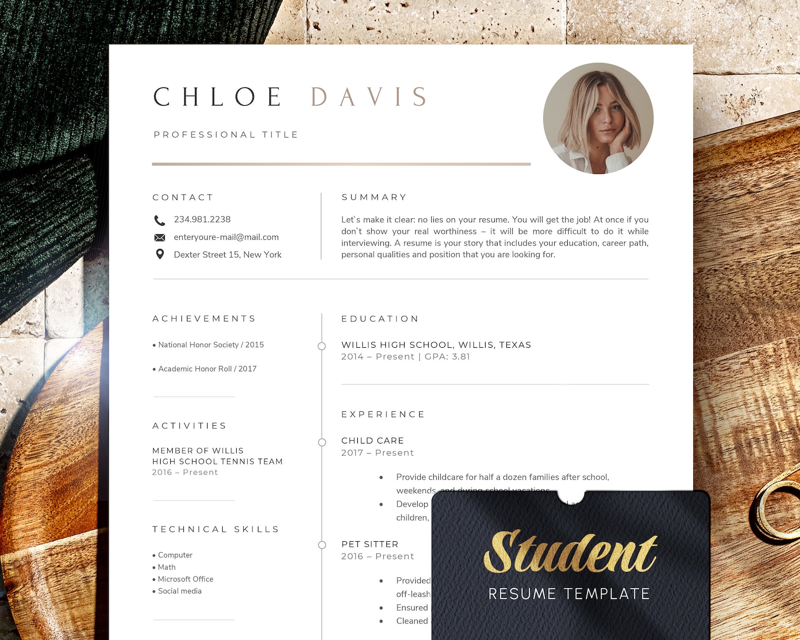 Resume for Teens, High School Students Resume Template, College Student ...