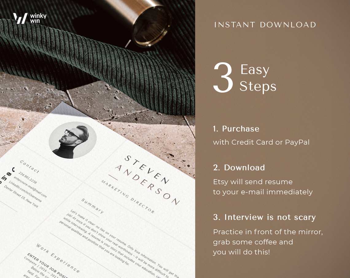 Conservative Resume With Image, Strong Resume for Men, Cv Template With ...