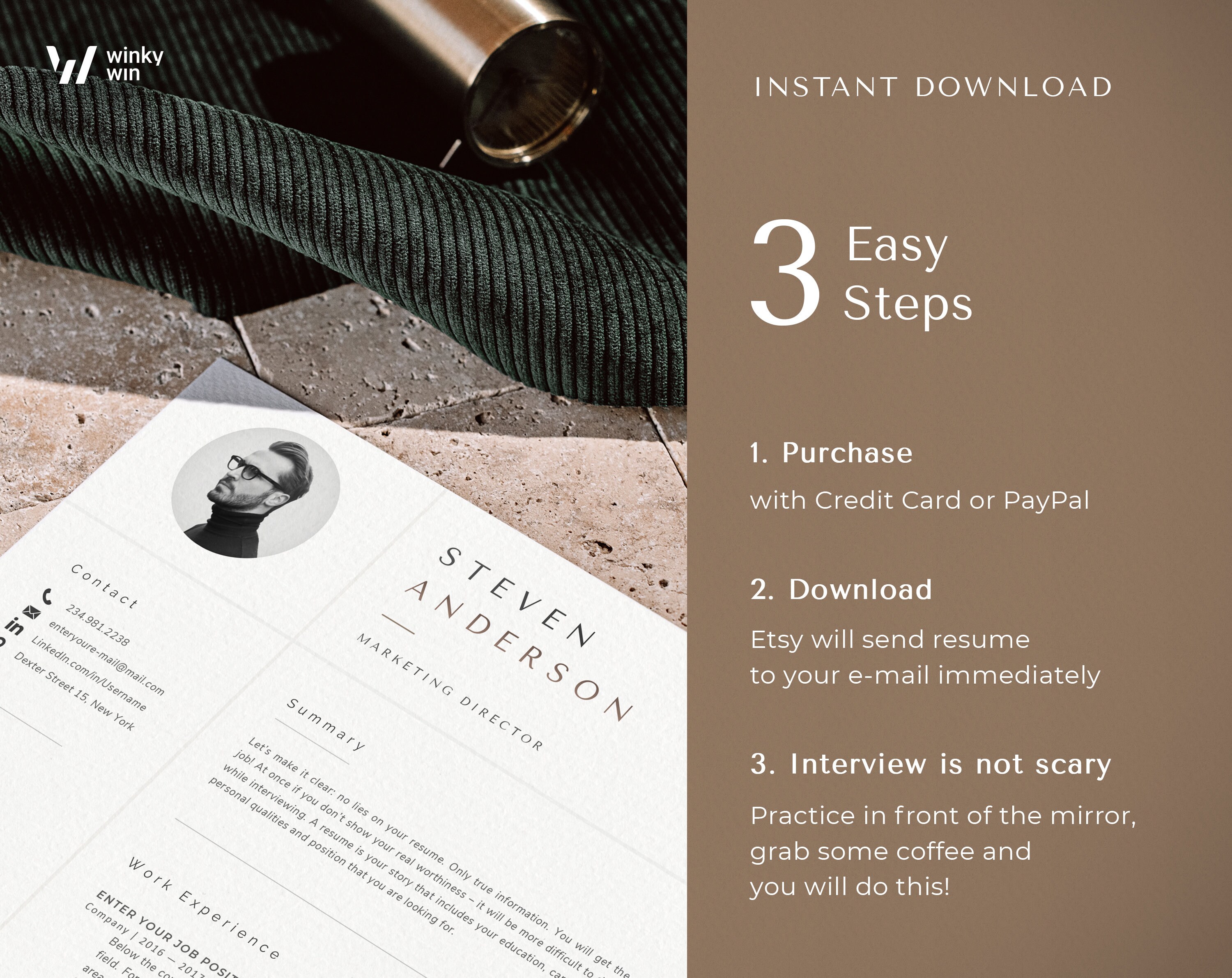 Conservative Resume With Image Strong Resume for Men Cv - Etsy