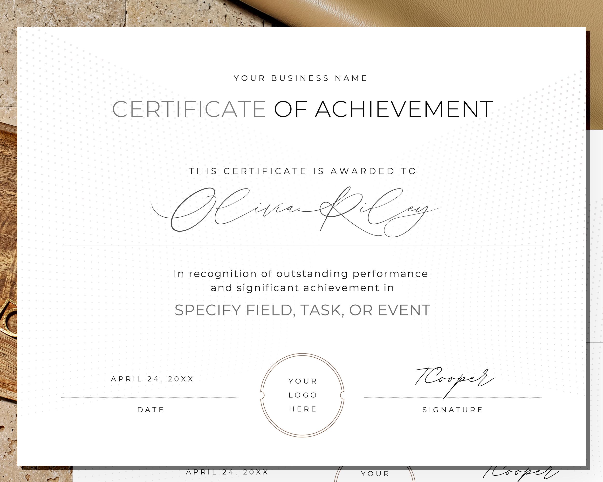 Editable Award Certificate Template Canva: Professional Achievement (US ...