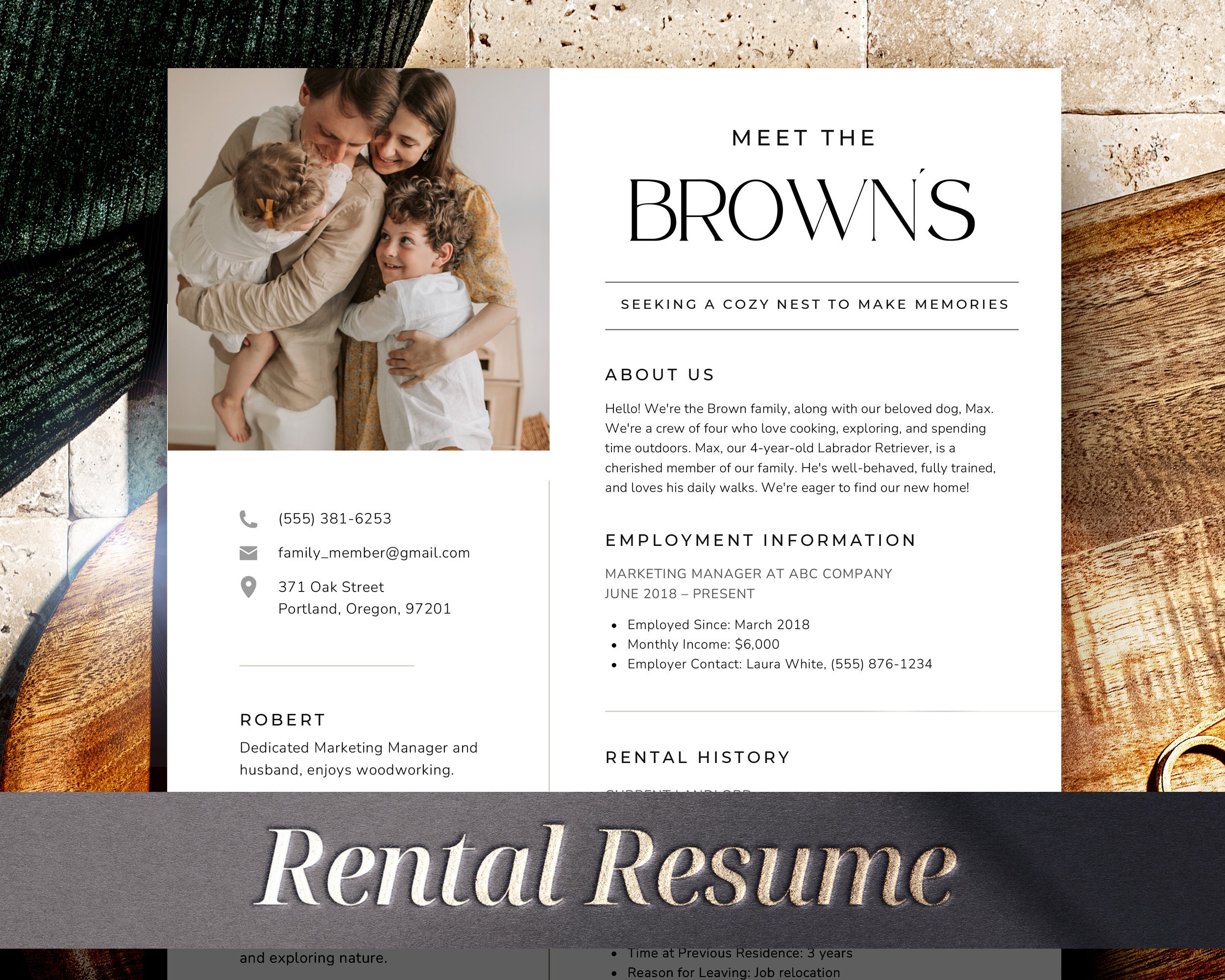 Family Rental Resume Template Free Pets Resume Tenant Resume - Rental ...