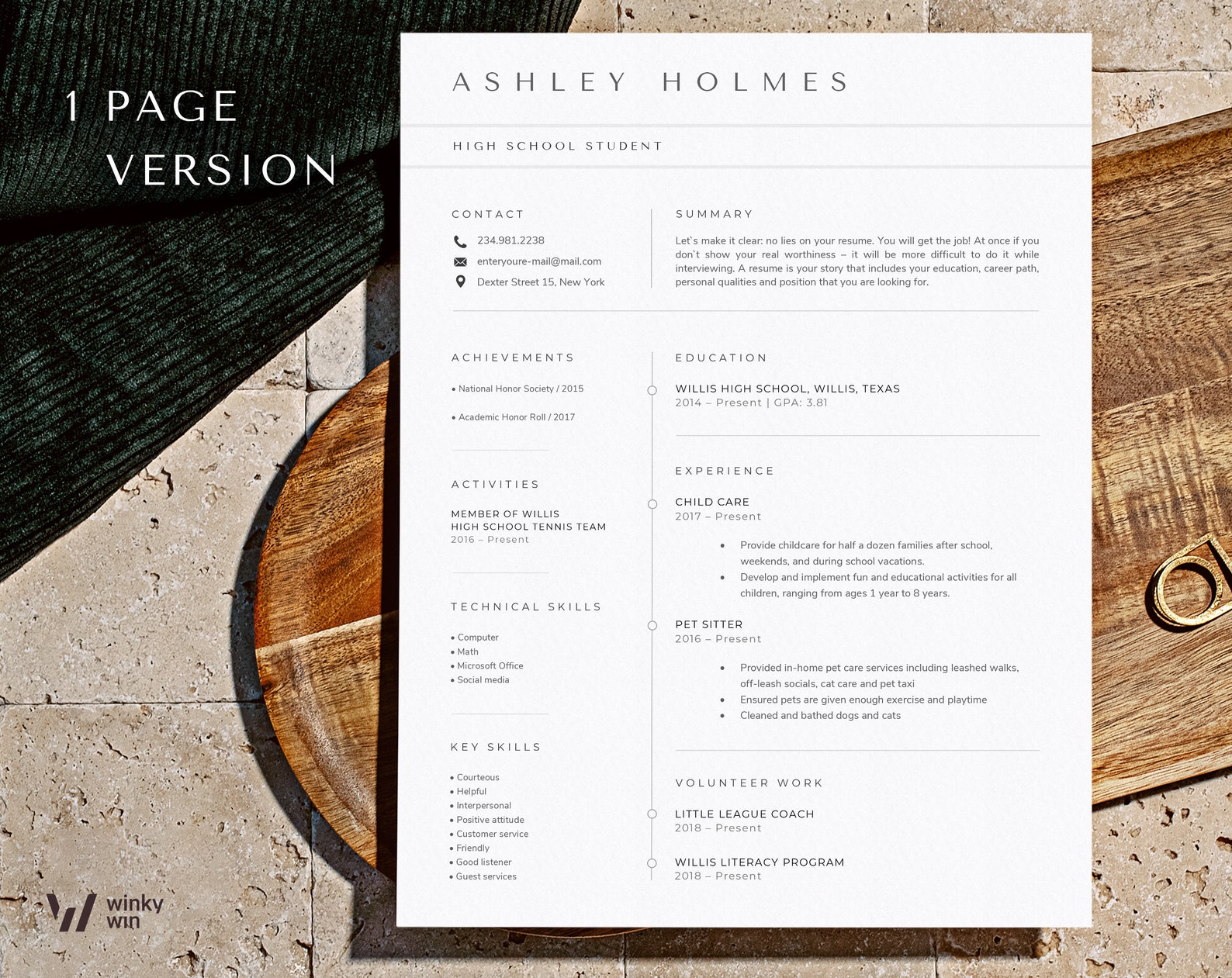 Collage Resume Template Student, High School Student Resume With No ...
