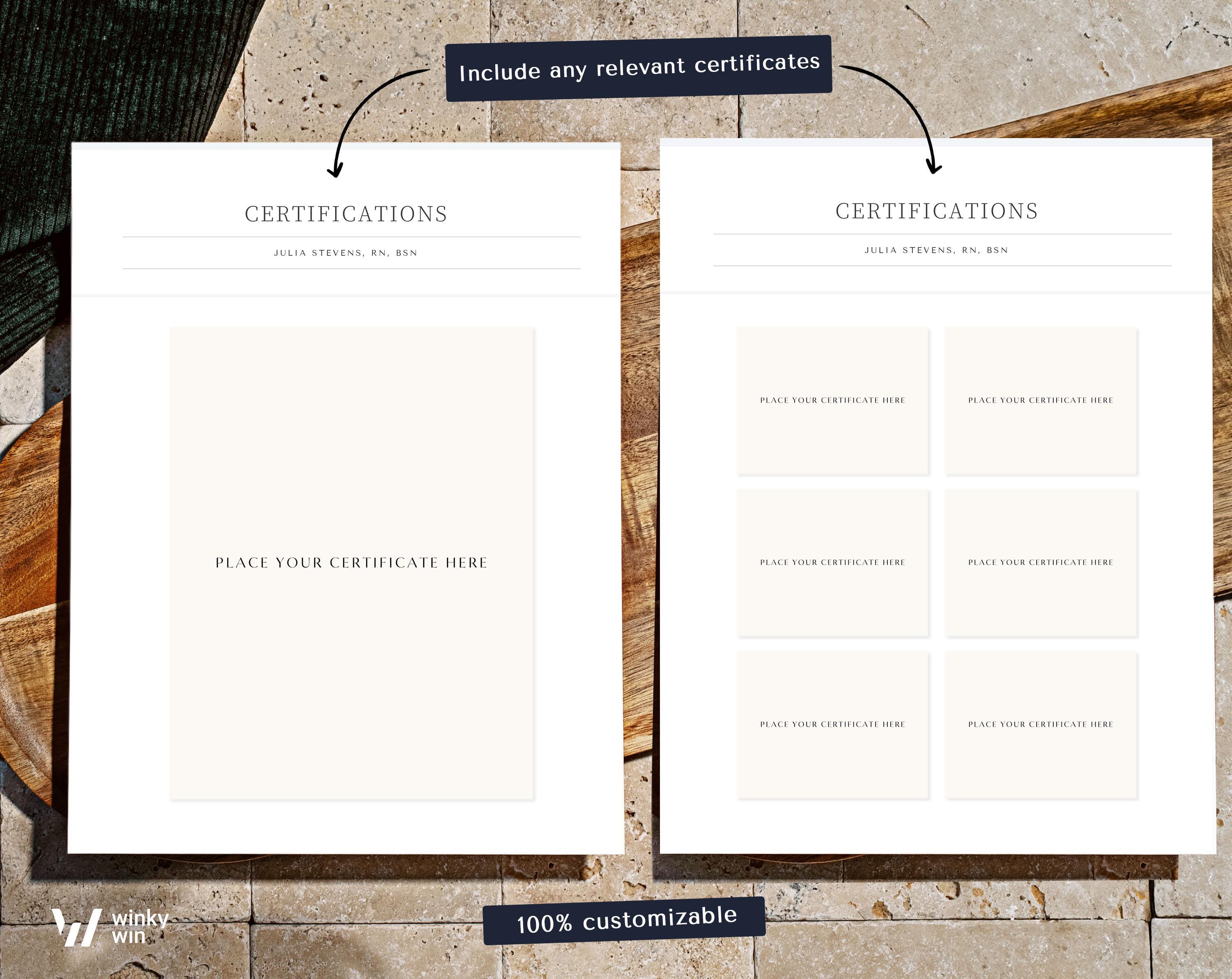 Nursing Portfolio Template, Nurse Portfolio for Word + Mac Pages, Cover ...