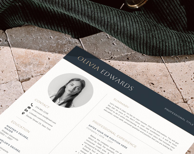 Minimalist Resume Template With Photo, Creative Cv Template With Photo ...