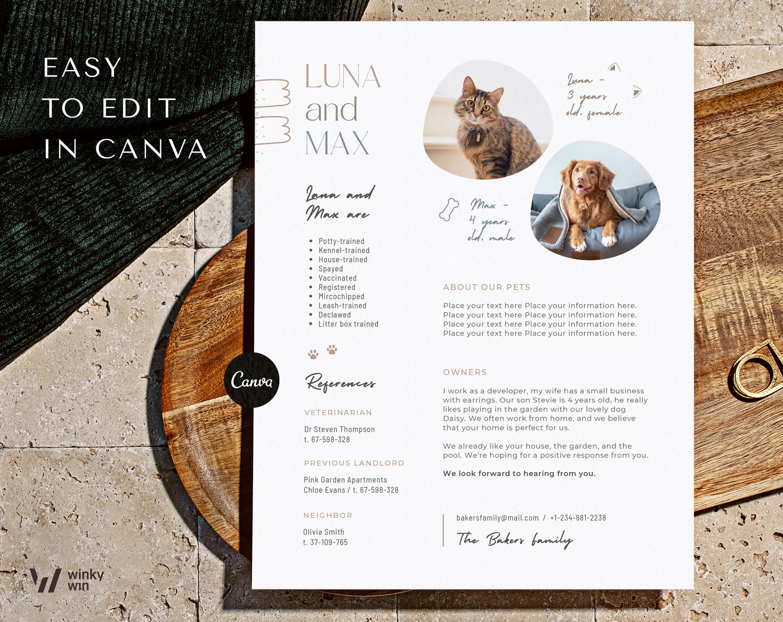 Pet Profiles & Bios for Adoption Ads, Pet Resume for Your Rental ...