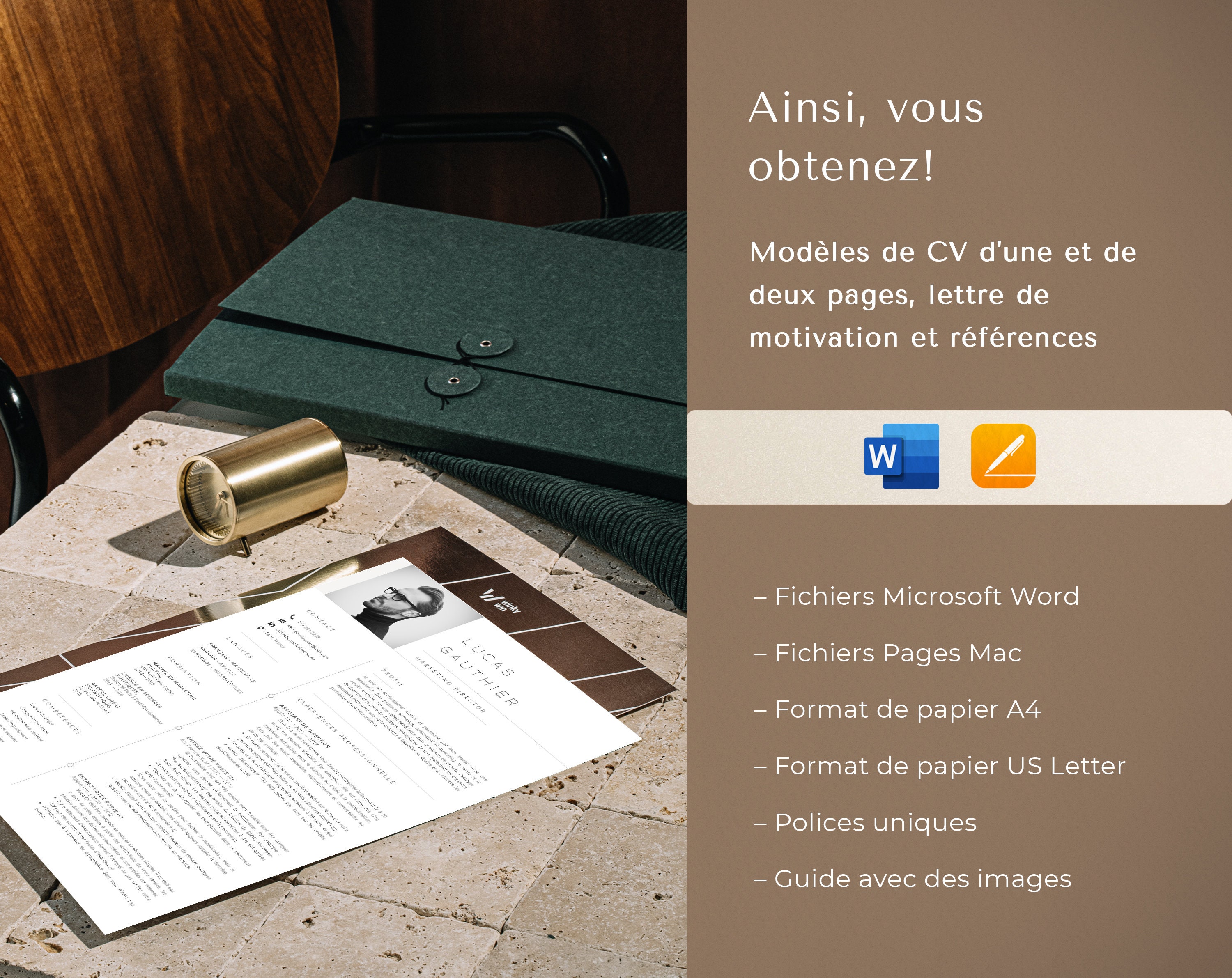 Modèle Cv Word Et Pages Mac, Gratuit Lettre De Motivation, Cv Francais ...