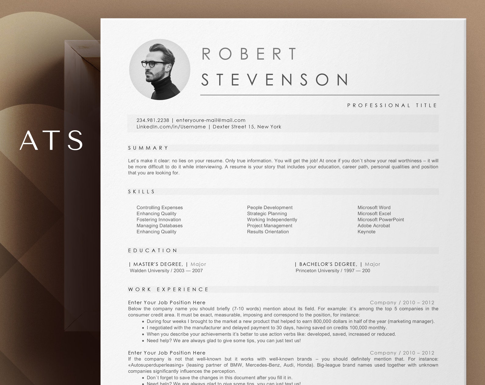 Classic ATS Resume Template Google Docs Traditional Resume | Etsy