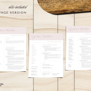 Pink Teacher Resume Template Google Docs, Word, 3 Page Professional ...