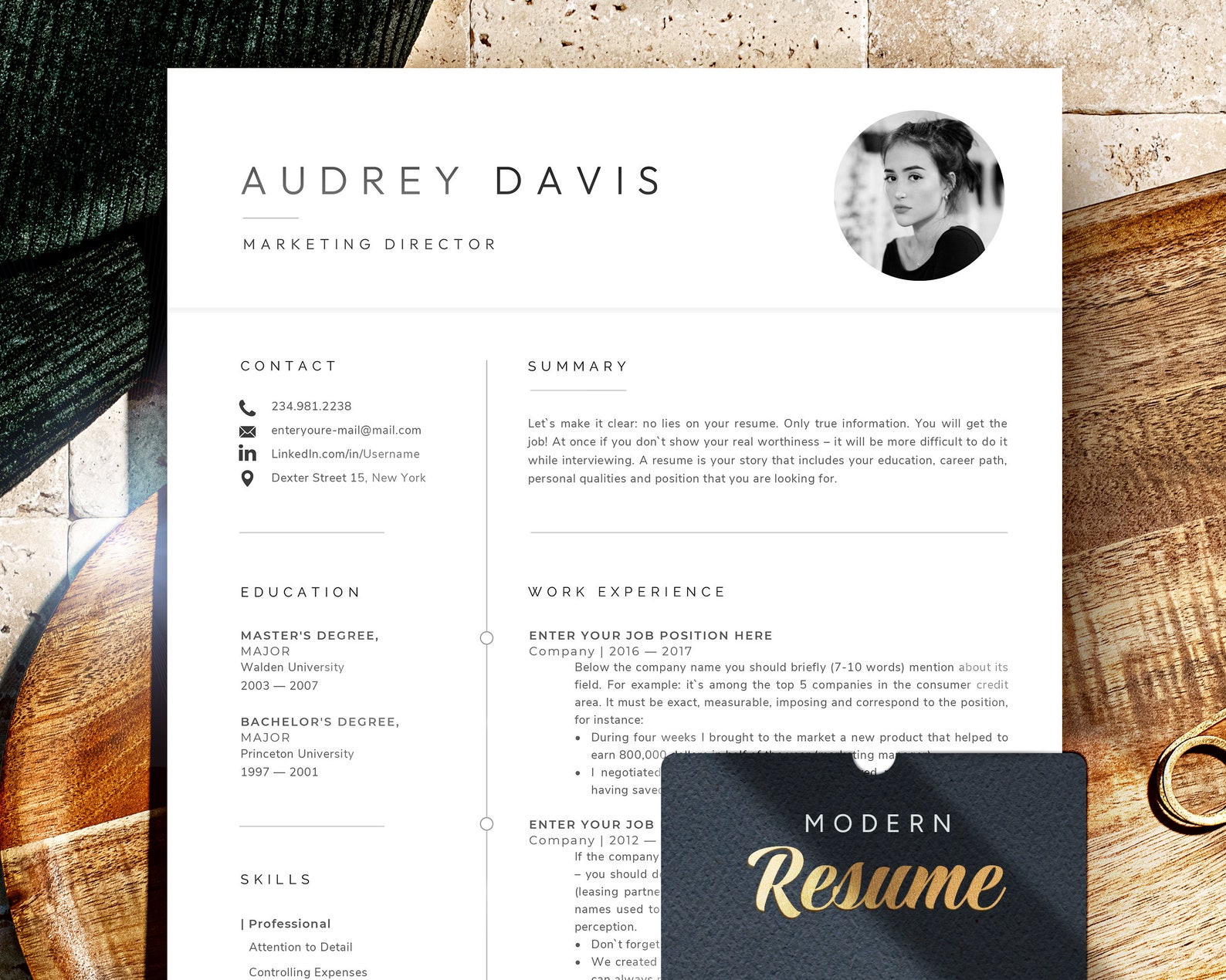 Minimalist Cv Template With Photo, Headshot Resume Template With ...